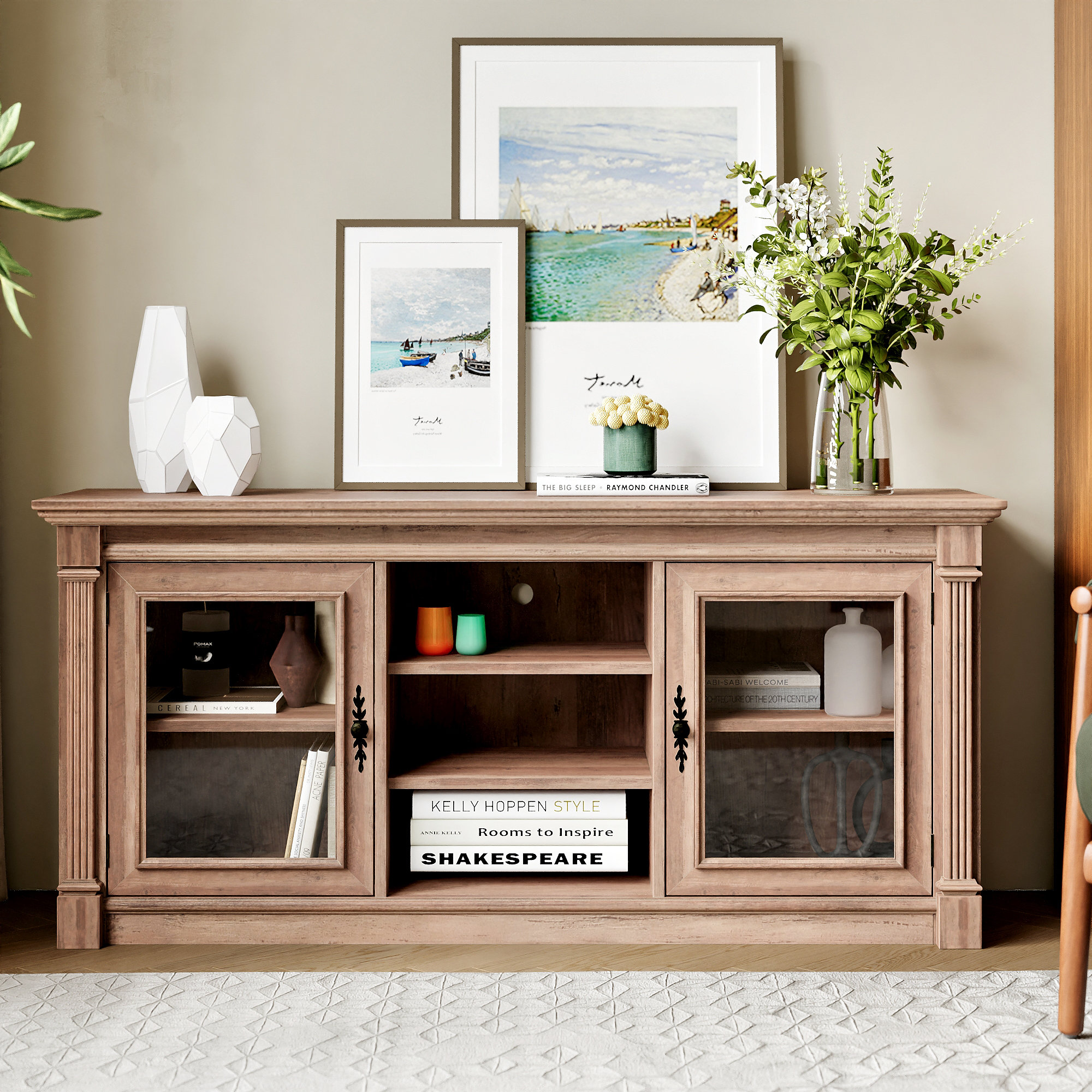 Millwood Pines Traditional American 60" TV Stand – Classic Farmhouse Design with Distressed Wood ...